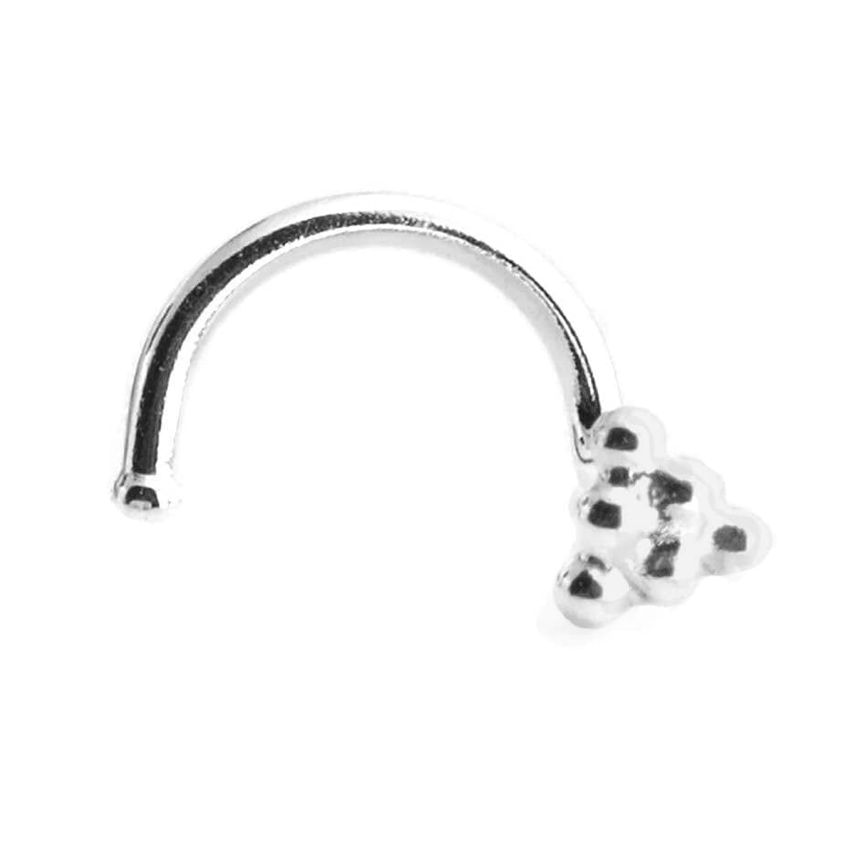 Sterling Silver Nose Stud Screw Shaped Nose Triangle, Nostril Corkscrew ...