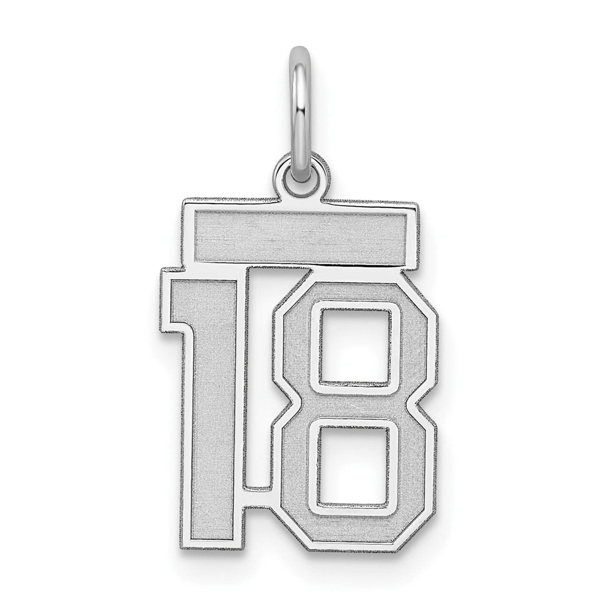 Sterling Silver Number 18 Pendant Necklace, Bold Block Style Milestone ...