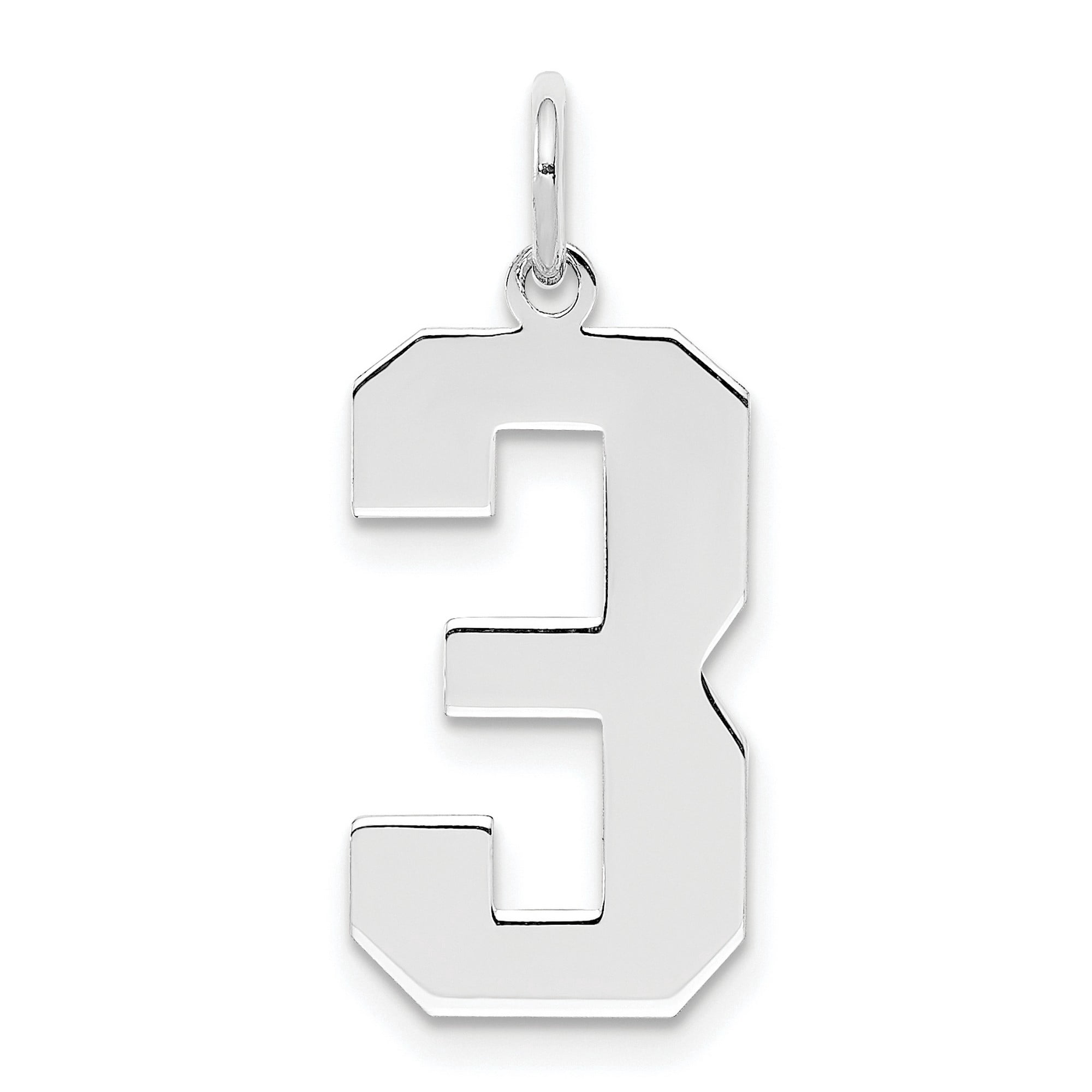 Sterling Silver Number 3 Pendant for Men and Women, Bold Block Style ...