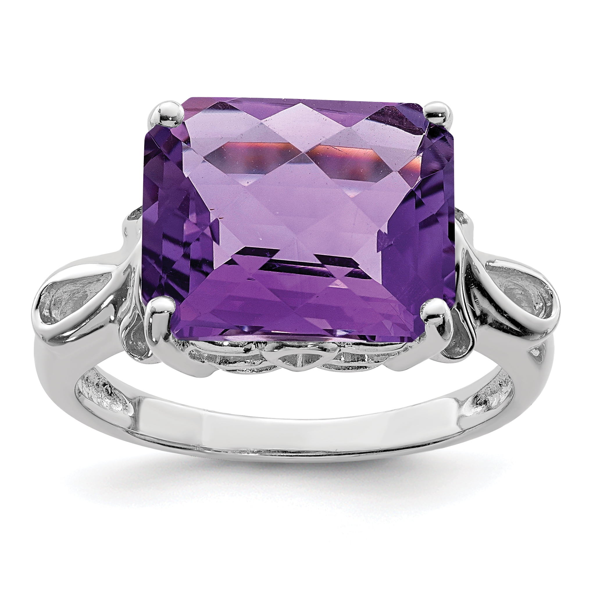 Sterling Silver Octagonal Amethyst Ring. Gem Wt- 5.6ct - Walmart.com