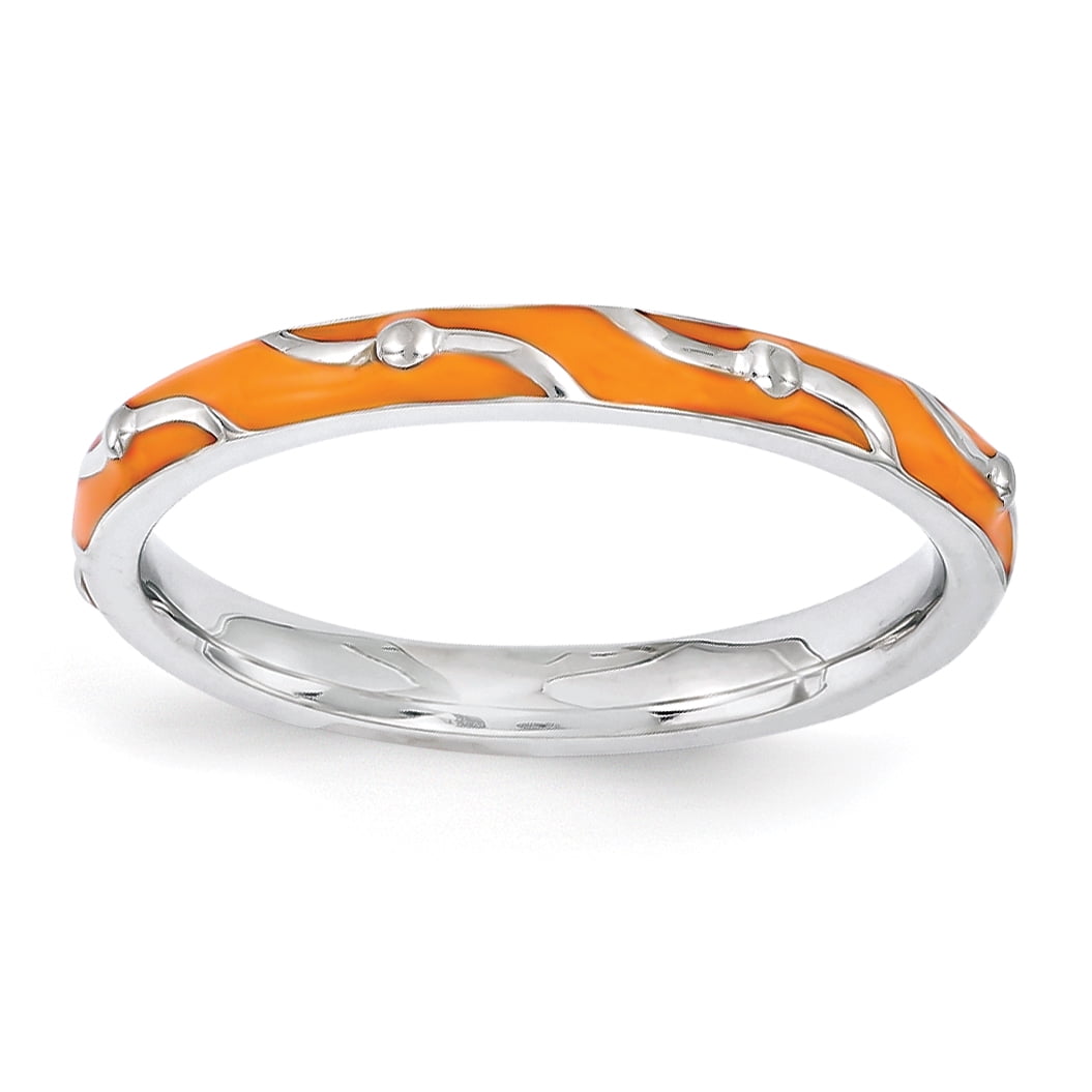 Sterling Silver Orange Enamel Ring - Walmart.com