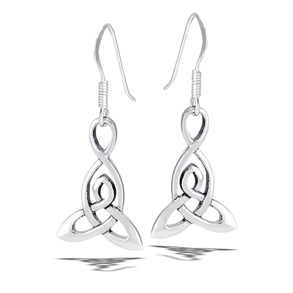 Sterling Silver Ornate Triquetra Drop Dangle Celtic Knot Infinity ...