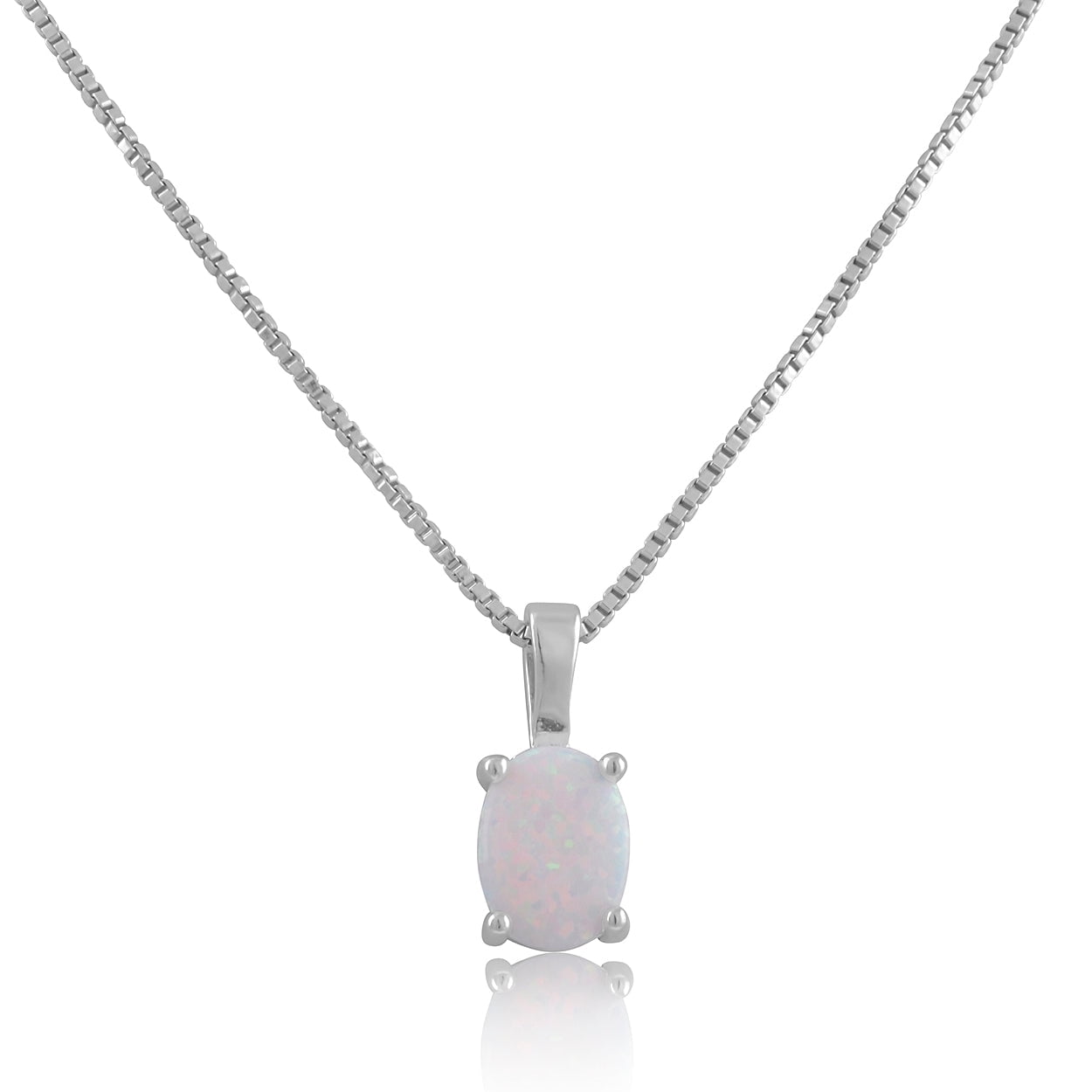 SilverCloseOut Rhodium Plated Sterling Silver Womens Created White Opal ...