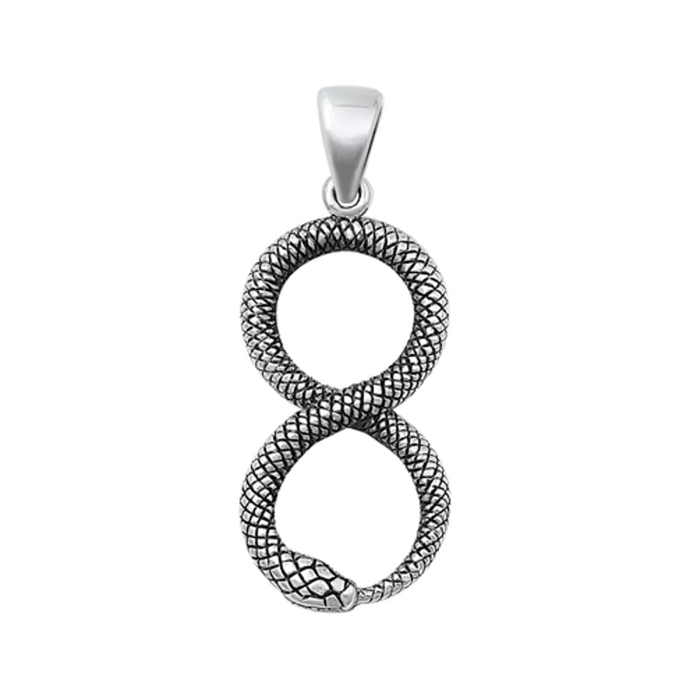 Sterling Silver Oxidized Snake Infinity Pendant Figure 8 Charm .925 New ...