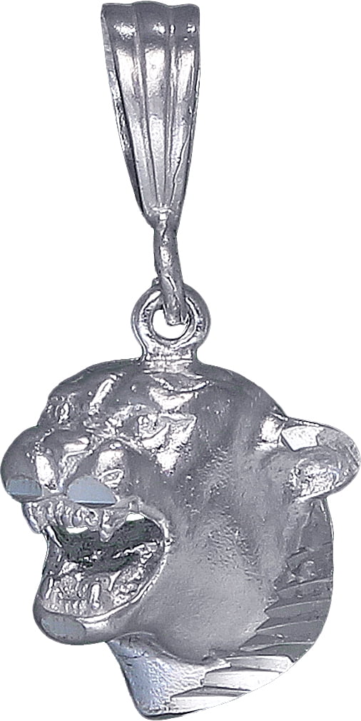 Sterling Silver Panther Charm Pendant Necklace with Diamond Cut Finish ...