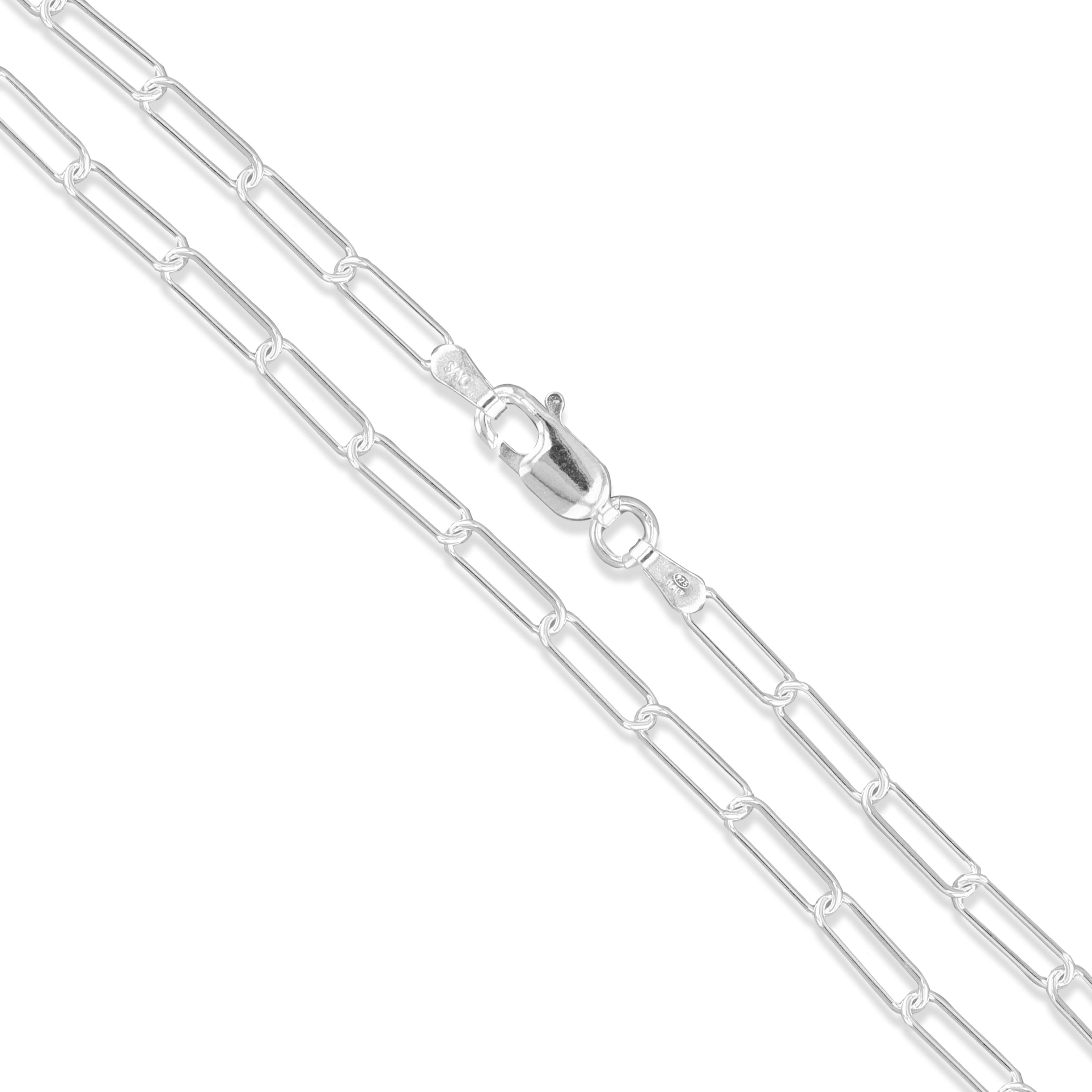 Sterling Silver Paperclip Rolo Link Chain 3mm Solid 925 Italy Necklace ...
