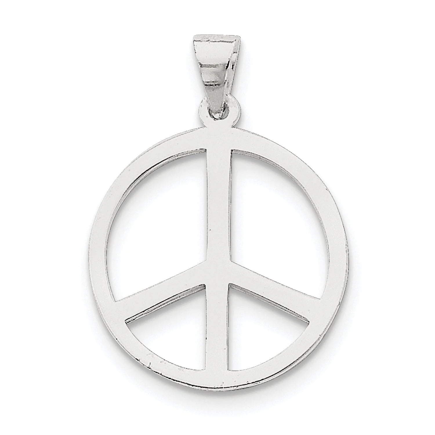 925 Sterling Silver Solid Polished Peace Symbol Pendant Necklace ...
