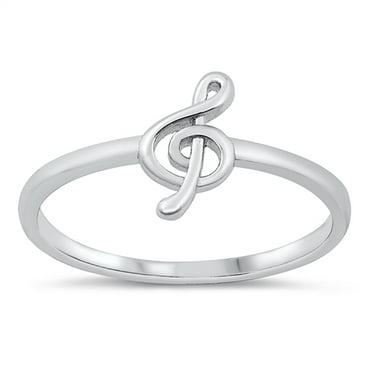 All In Stock Clear CZ Music Note Ring Sterling Silver Size 13 - Walmart.com