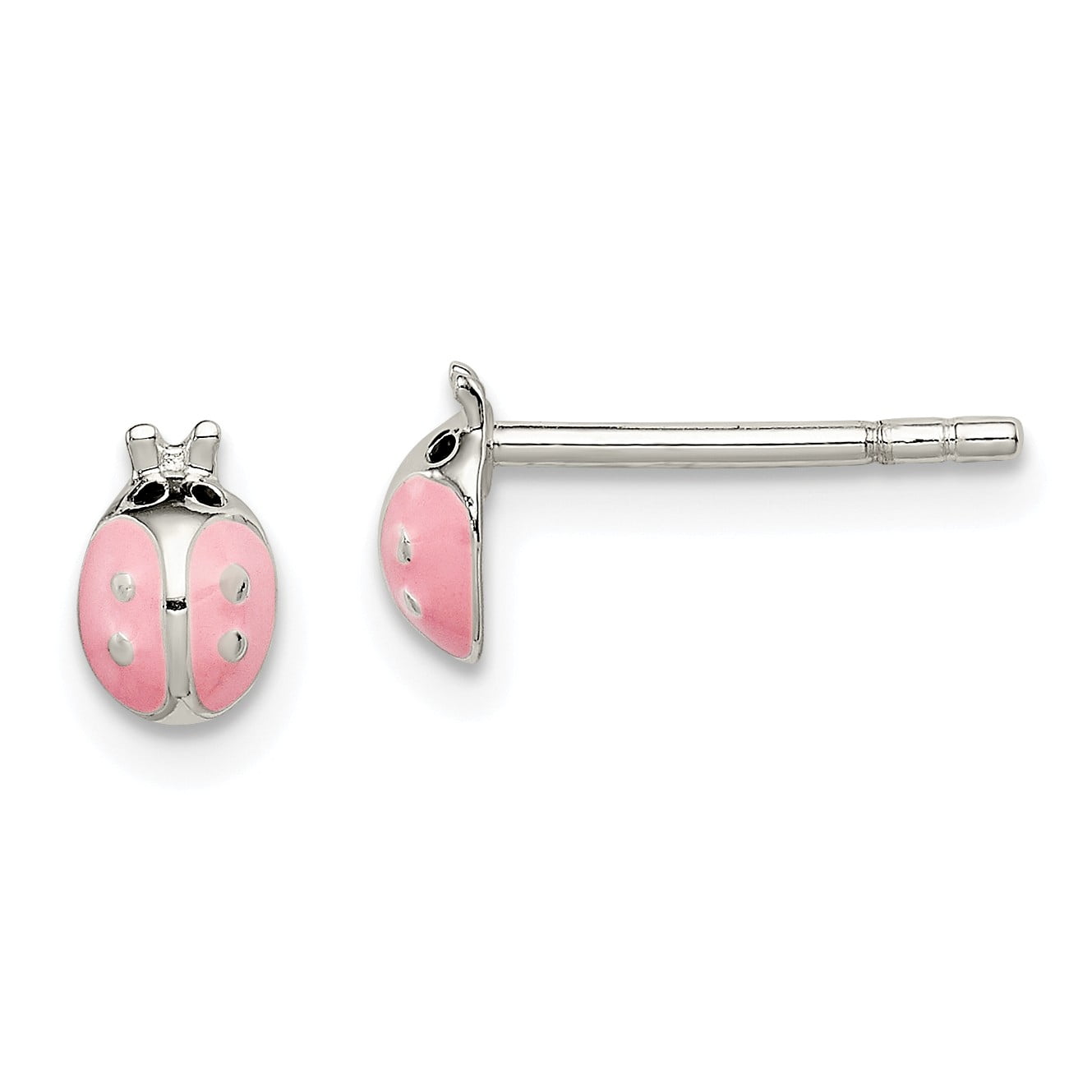Sterling Silver Pink Enamel Kid's Ladybug Post Earrings - Walmart.com