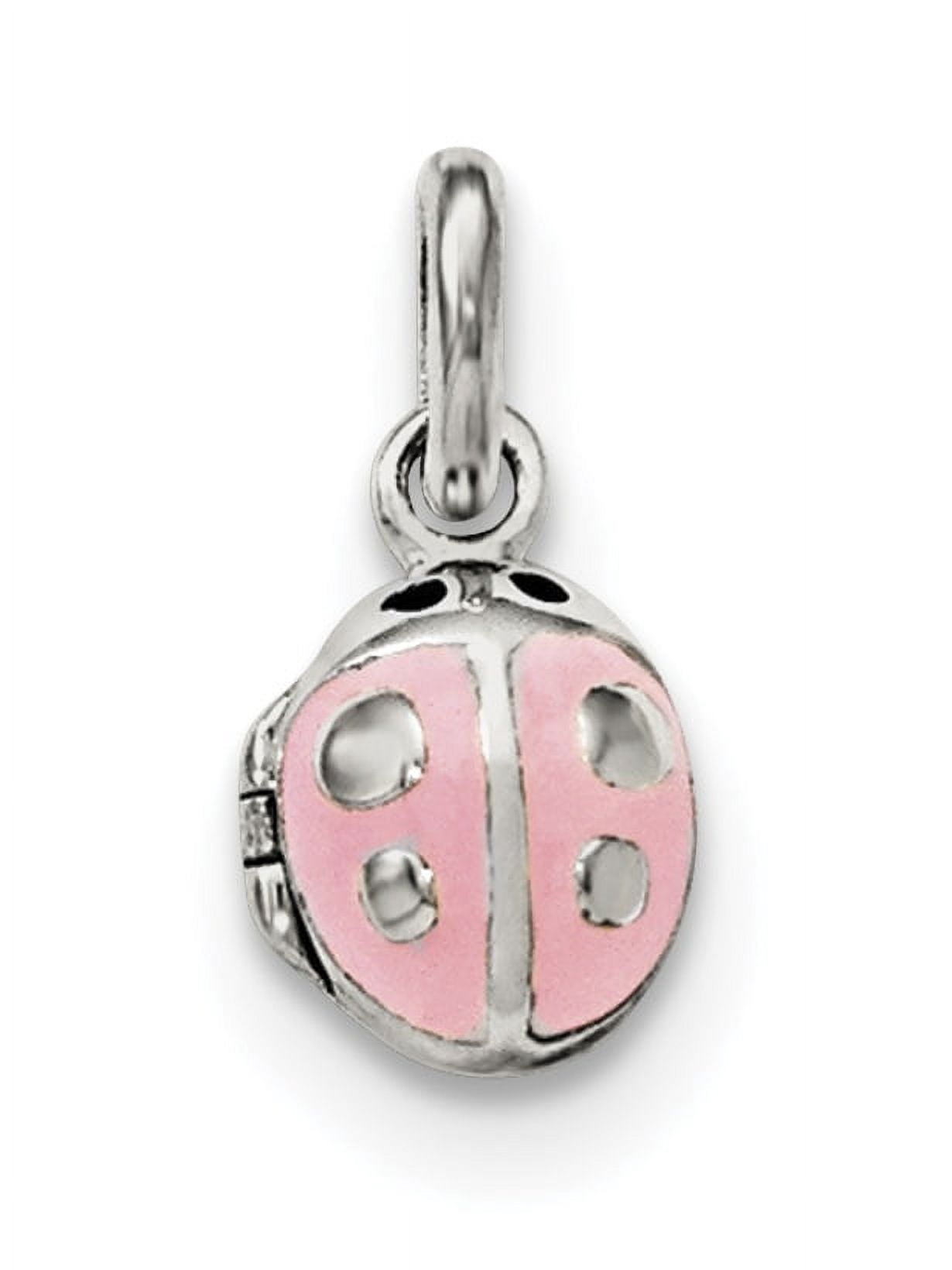 Sterling Silver Pink Enamel Ladybug Locket Pendant (17 X 8.25) Made In ...