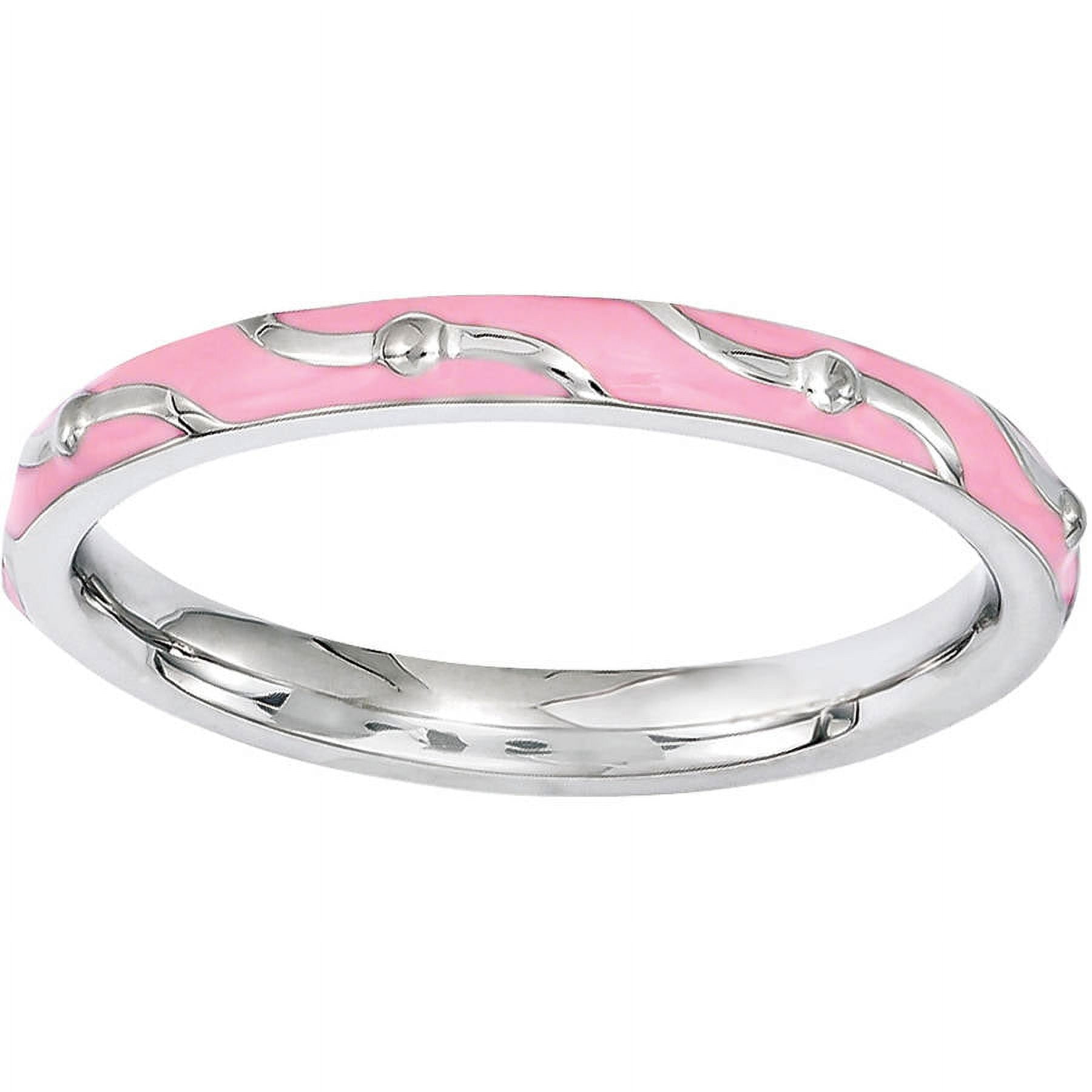 Sterling Silver Pink Enamel Ring - Walmart.com