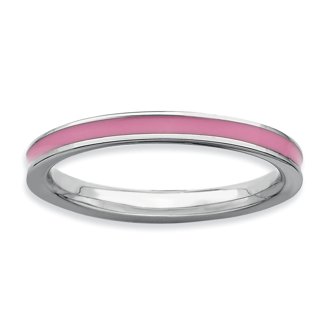Sterling Silver Pink Enameled 2.25mm Ring - Walmart.com