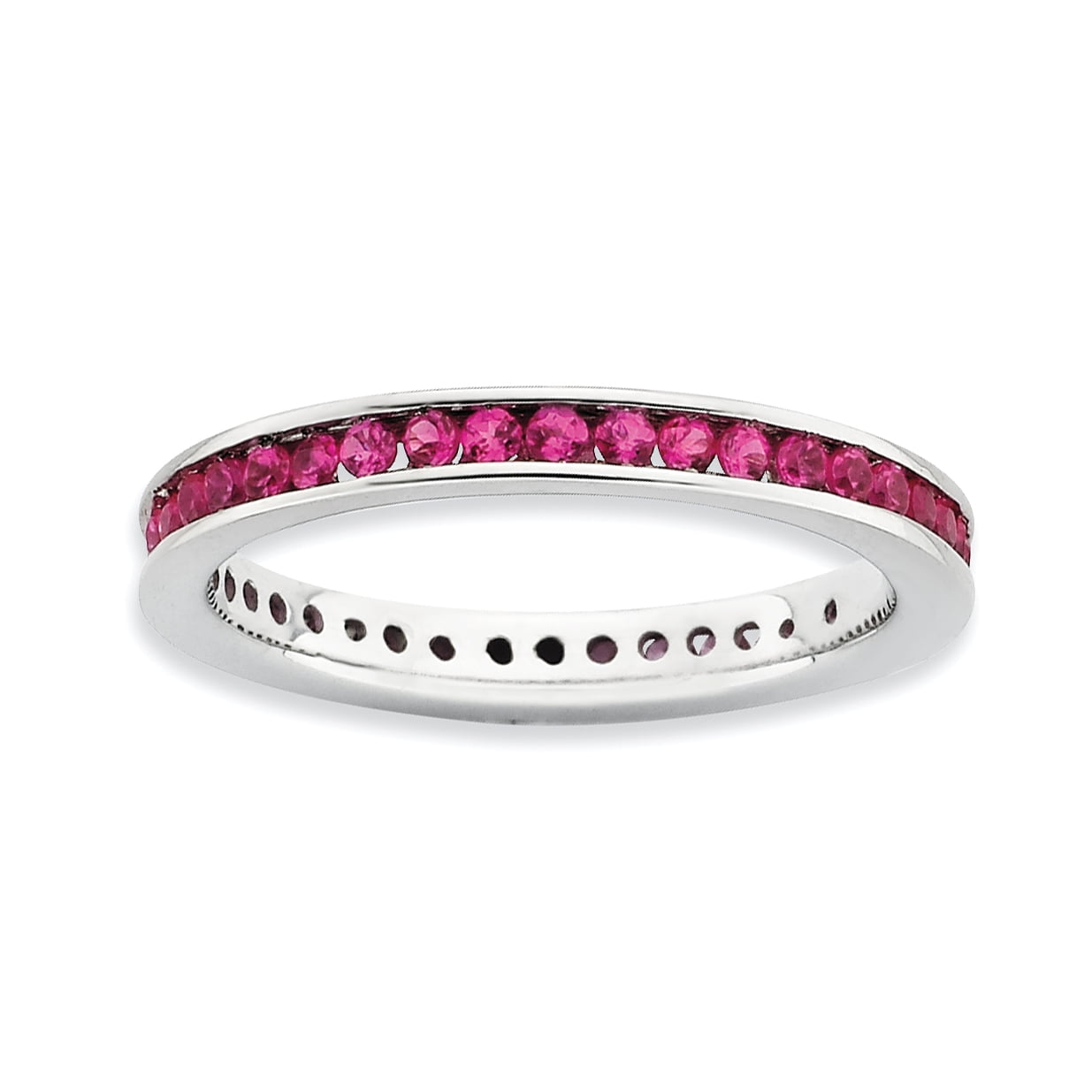Sterling Silver Polished Created Ruby Ring - Walmart.com