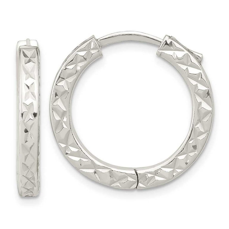 Sterling Silver Polished D/C Square Tube Locking Hoop Sterling Silver Polished D/C Square Tube Locking Hoop
