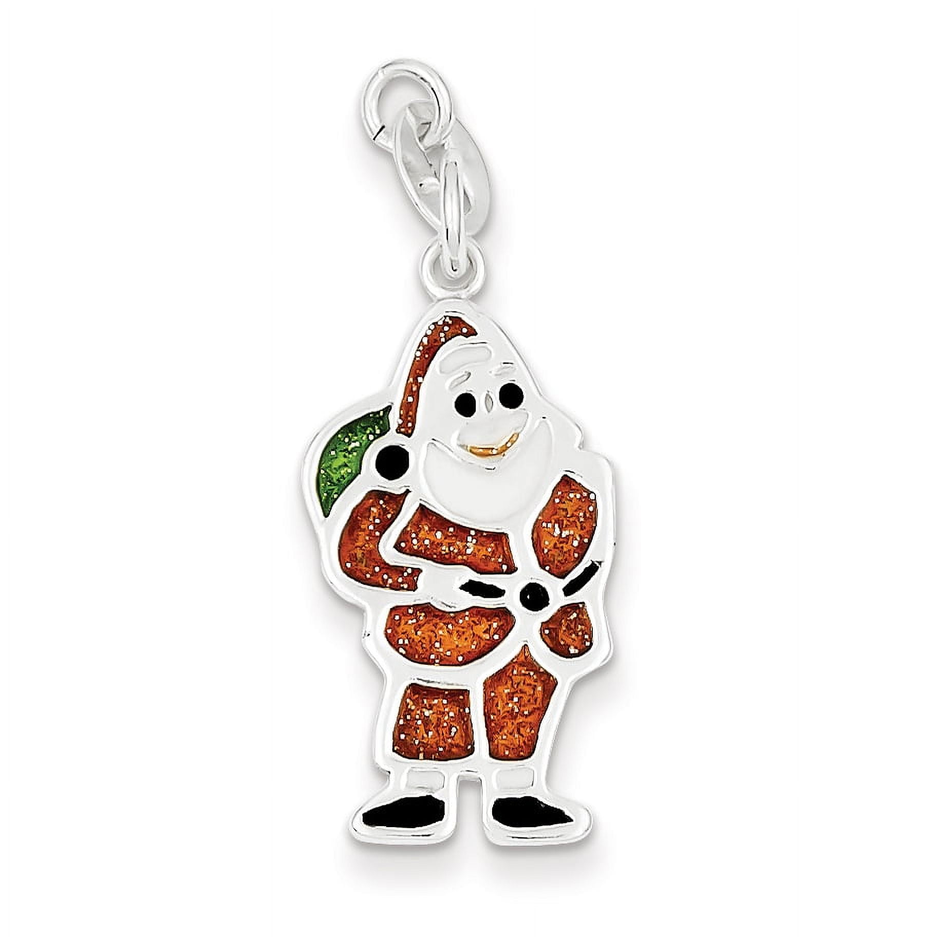 Sterling Silver Polished Enameled Santa Pendant - Walmart Business Supplies