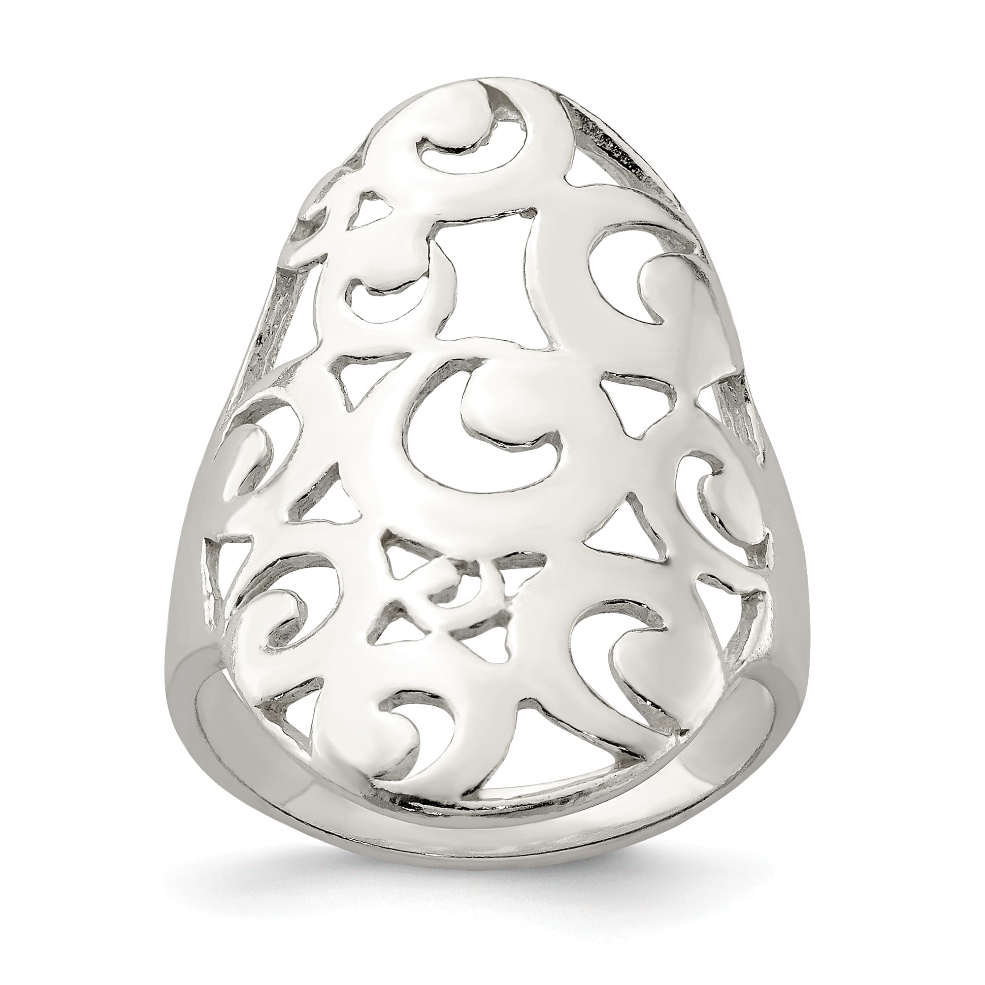 Sterling Silver Polished Filigree Ring - Size 7 - Walmart.com