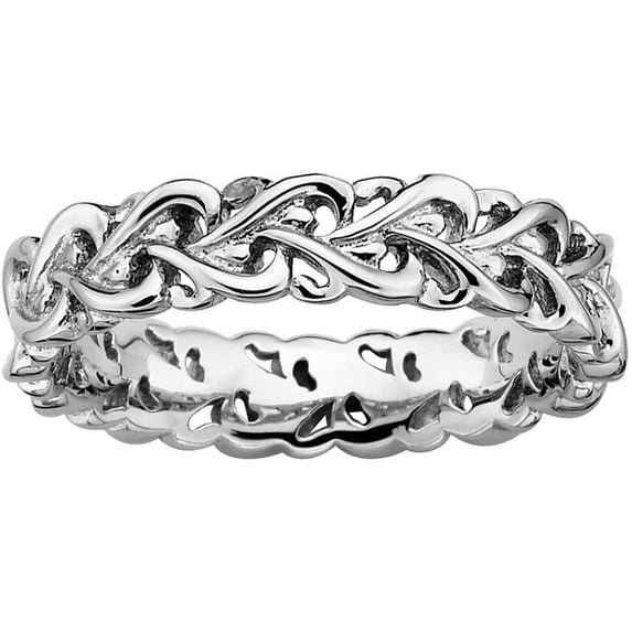 Sterling Silver Polished Intertwined Heart Ring - Walmart.com