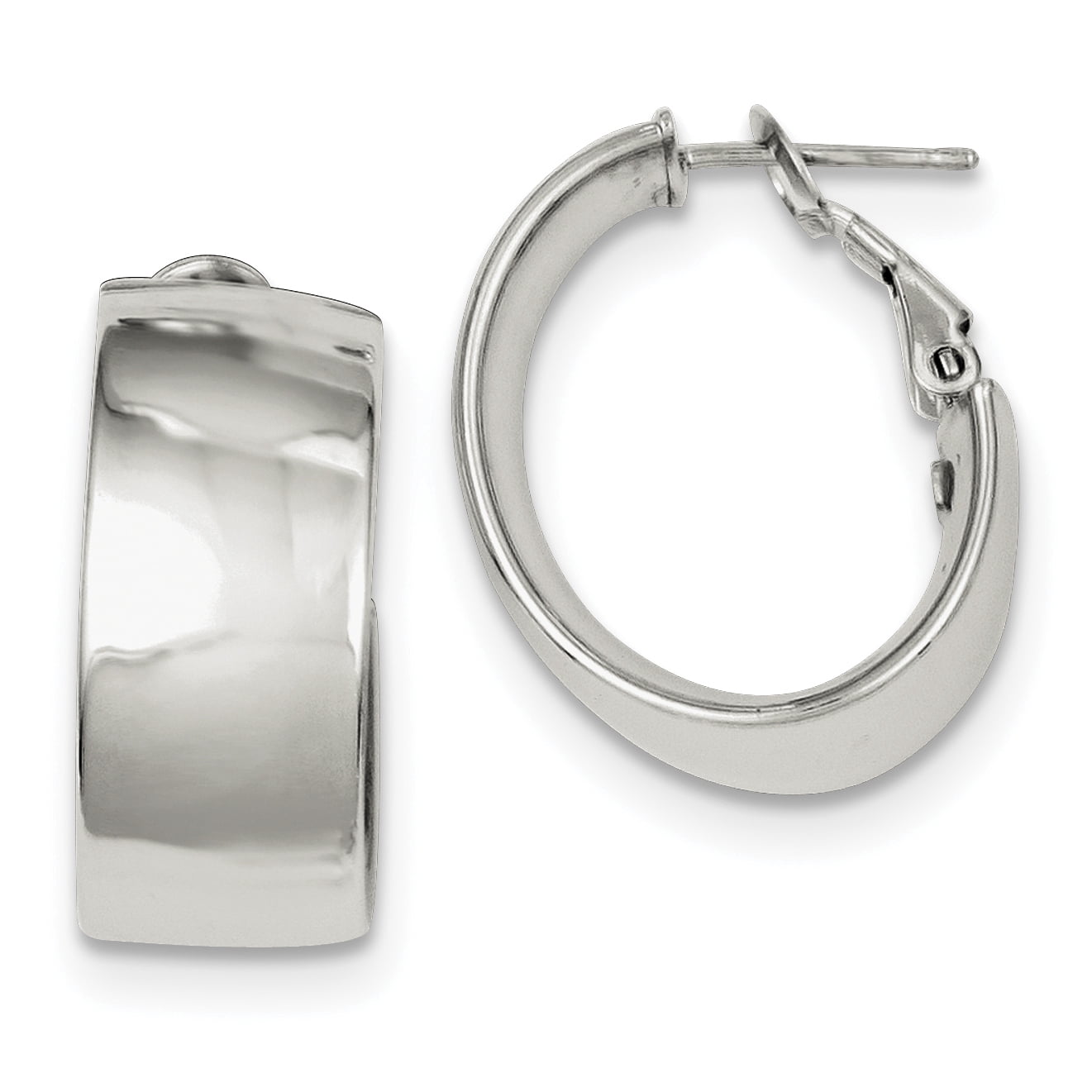 Sterling Silver Polished Omega Back Hoop Earrings - Walmart.com