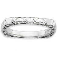 Sterling Silver Polished Rhodium-Plate Wave Ring - Walmart.com