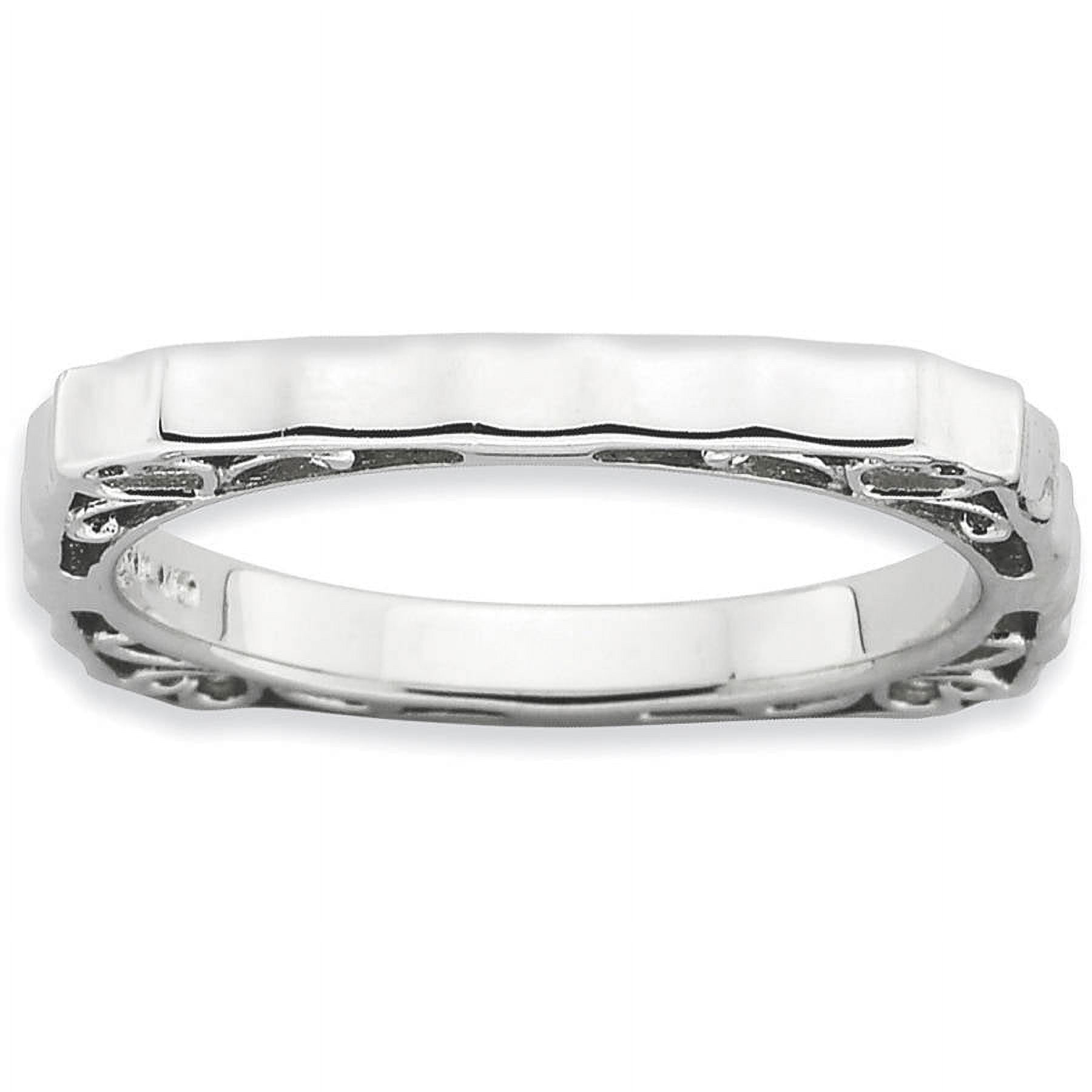 Sterling Silver Polished Rhodium-Plate Square Ring - Walmart.com