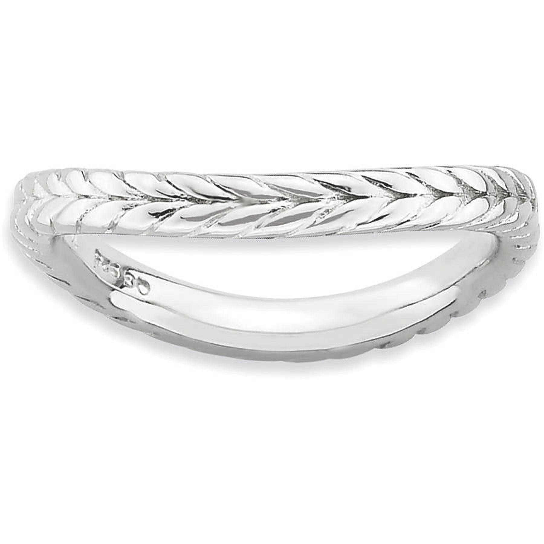 Sterling Silver Polished Rhodium-Plate Wave Ring - Walmart.com