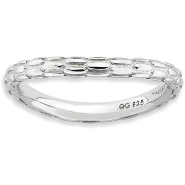 Sterling Silver Polished Rhodium-Plate Wave Ring - Walmart.com