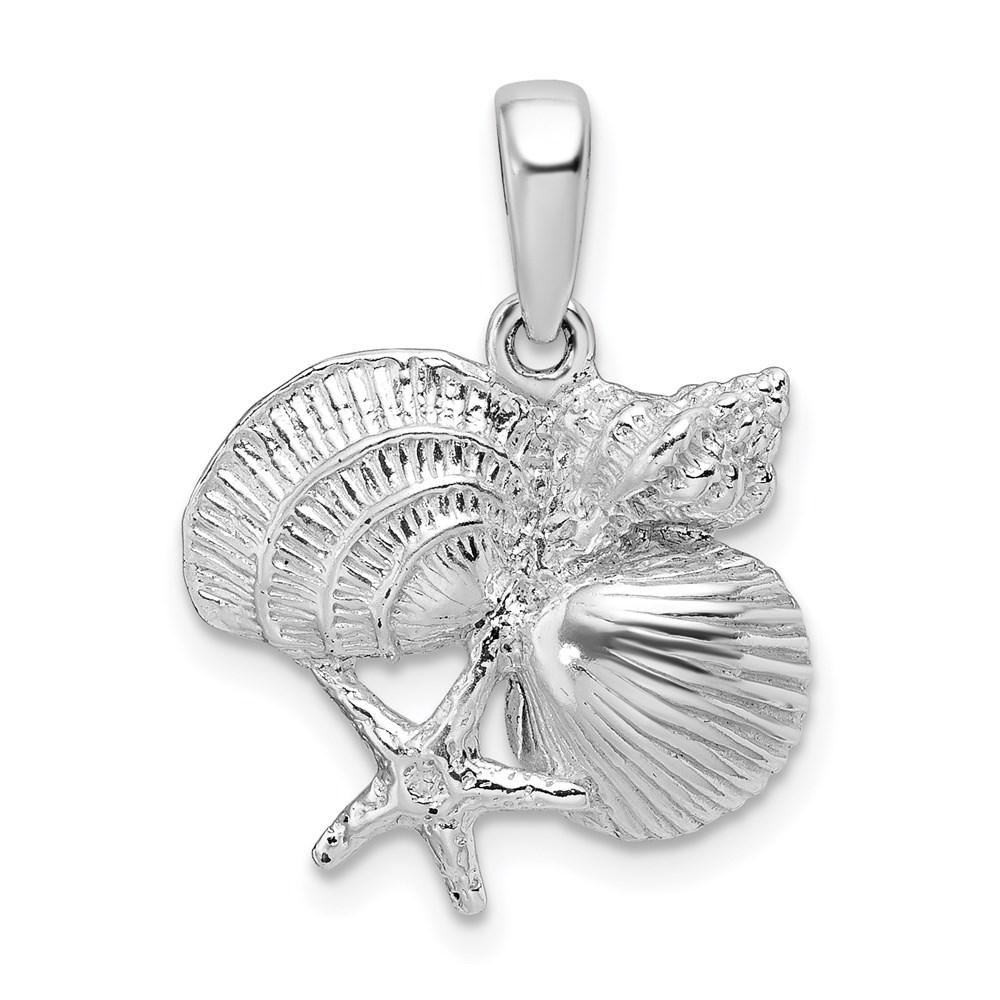Sterling Silver Polished Shell Cluster Pendant - Walmart.com