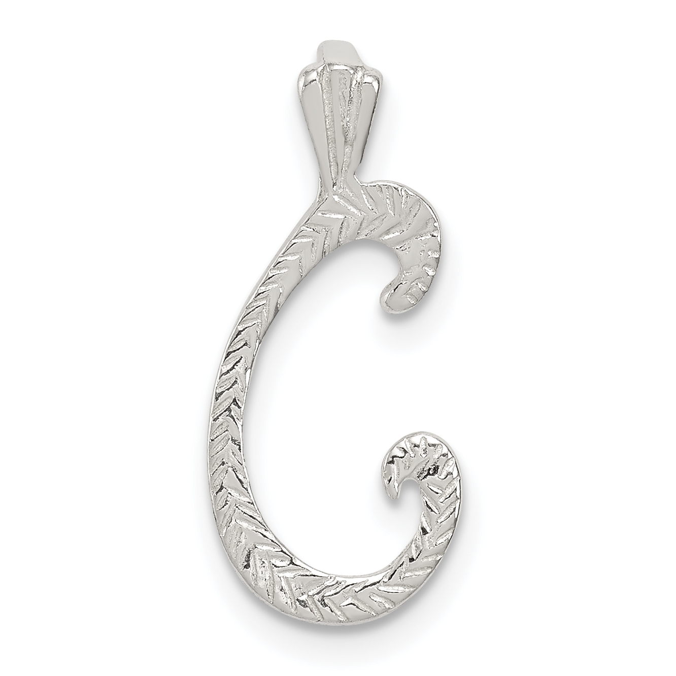 Sterling Silver Polished & Textured Letter C Chain Slide - Walmart.com