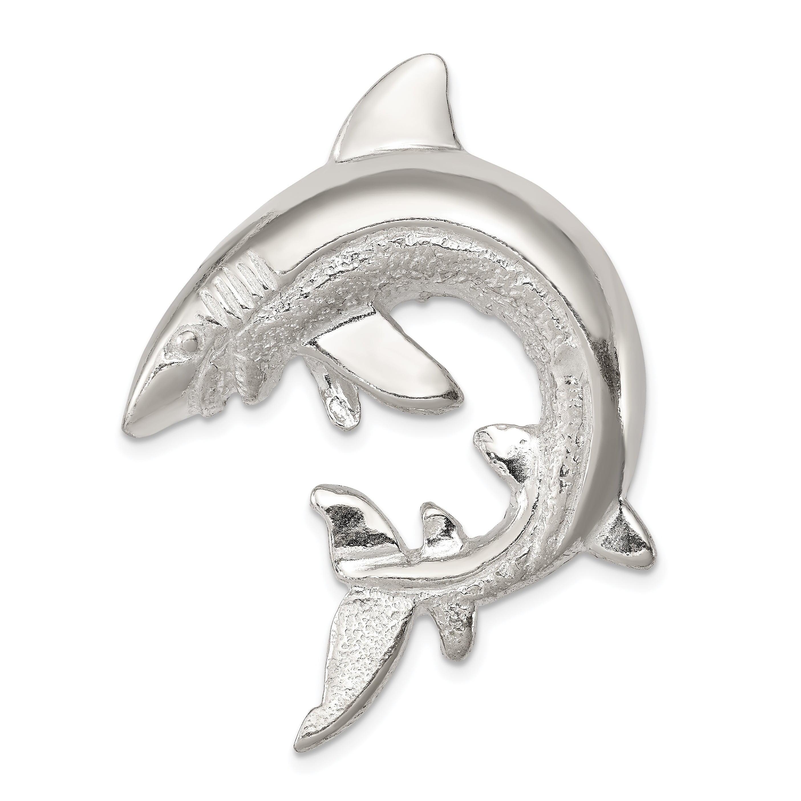 Sterling Silver Polished & Textured Shark Chain Slide Pendant - Walmart.com