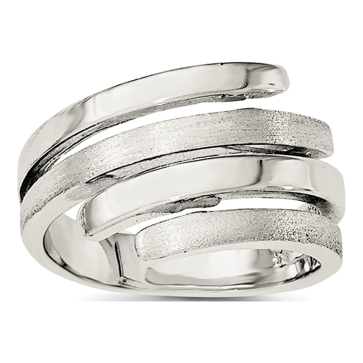 925 Sterling Silver Brushed Solid Back Polished and satin-Polished and ...
