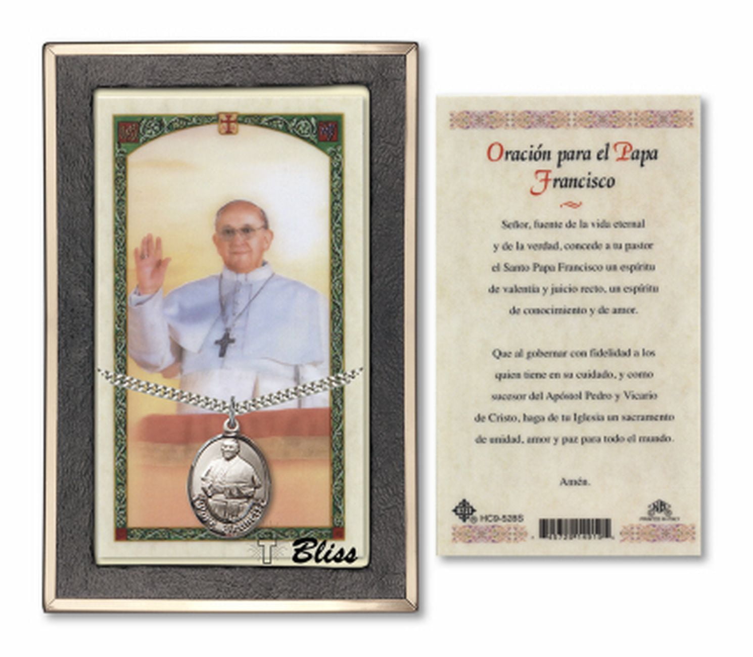 Sterling Silver Pope Francis Medal on a 24 inch Heavy Curb Chain with a ...