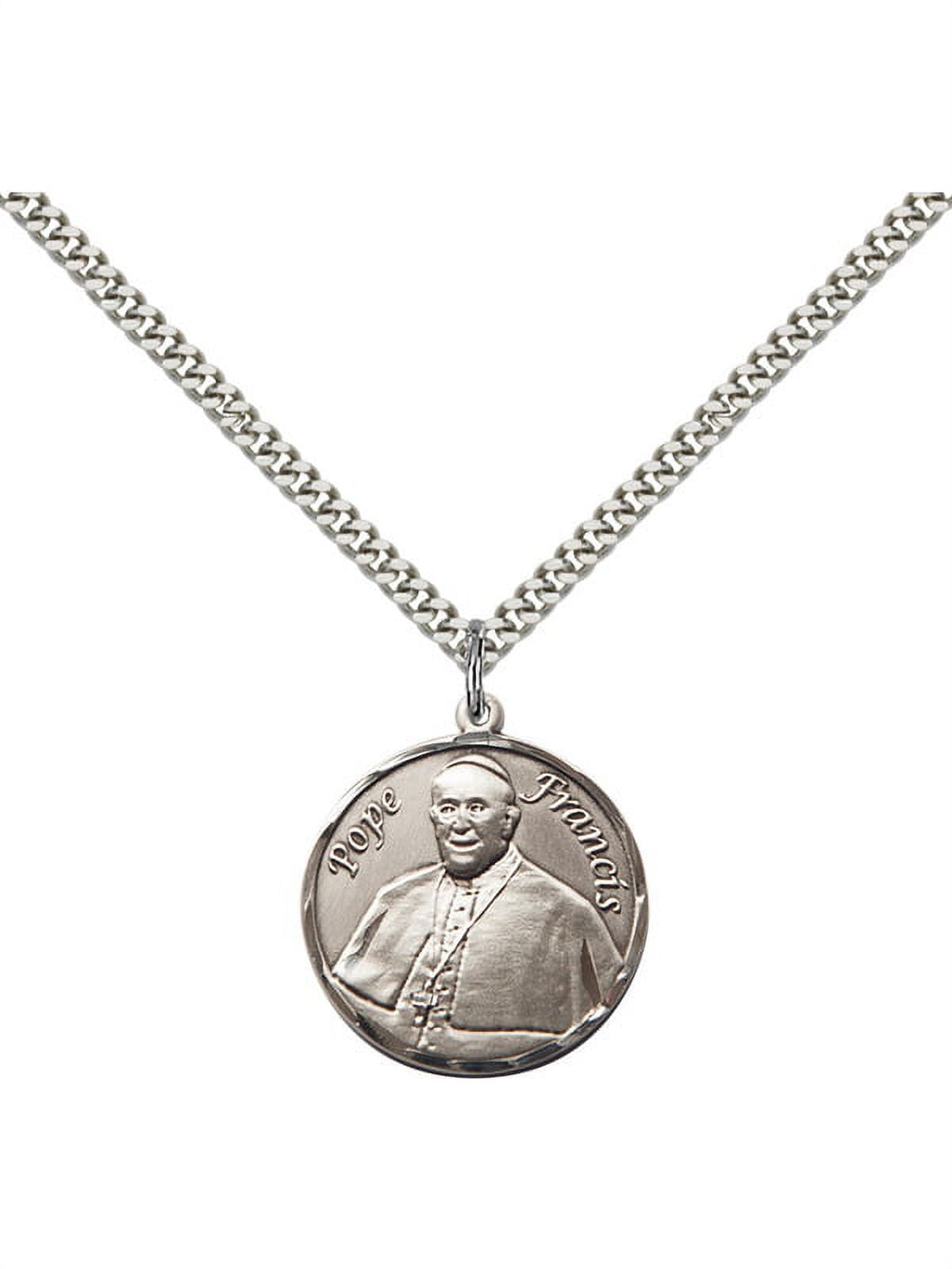 Sterling Silver Pope Francis Round Pendant 1 x 5/8 inches with Heavy ...