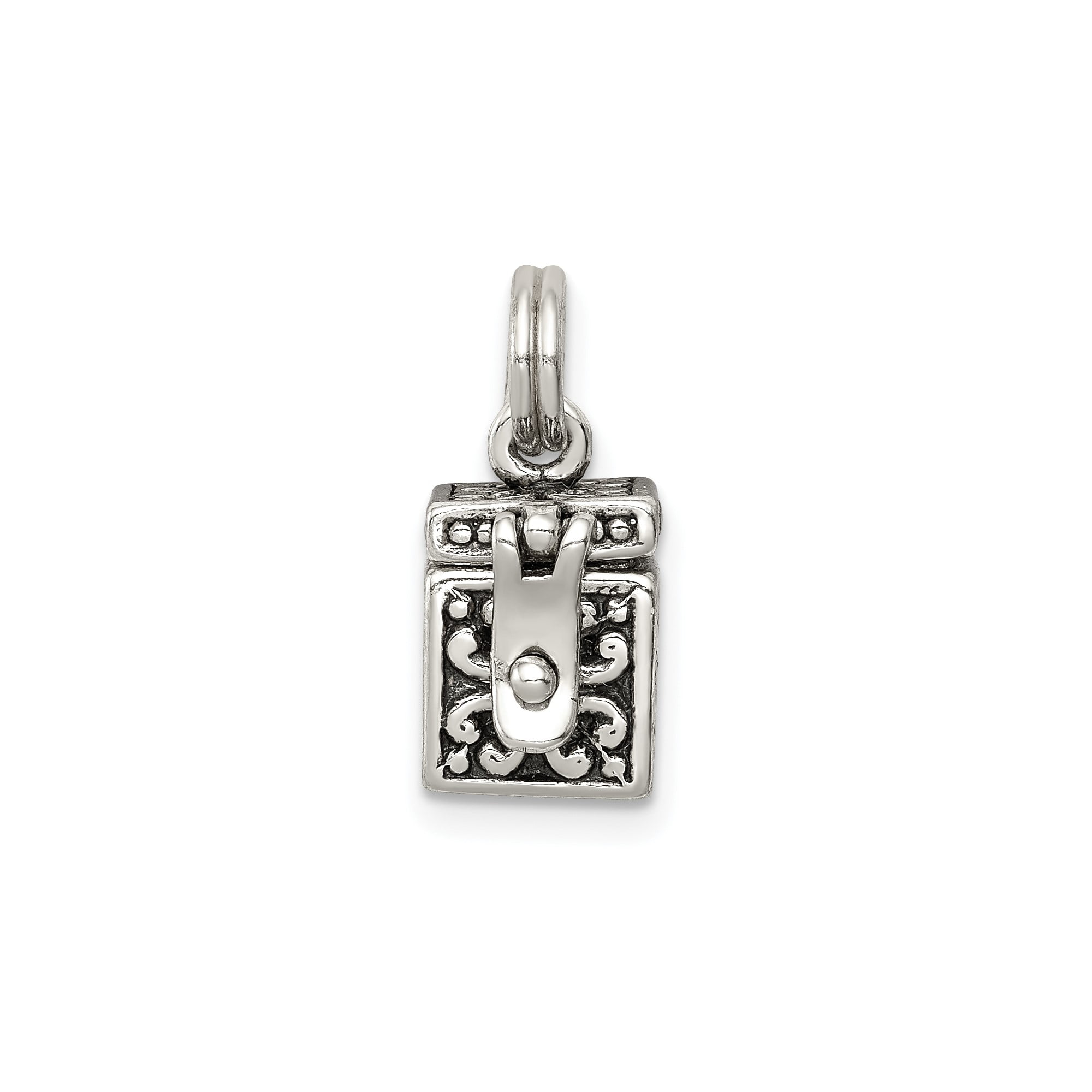 Sterling Silver Prayer Box Pendant Necklace with Hinged Locket, Ornate ...