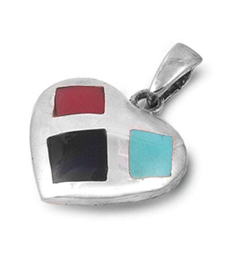 Sterling Silver Promise Heart Pendant Quilted Geometric High Polish ...