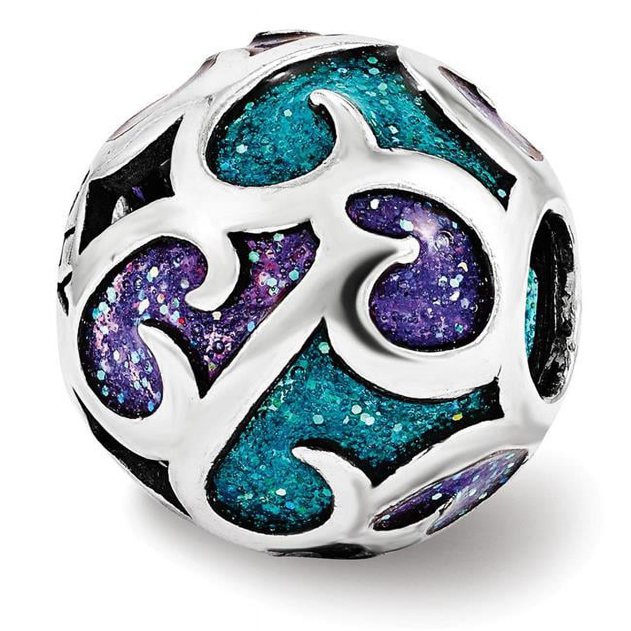 Sterling Silver Purple & Blue Filigree Enameled Bead - Polished ...