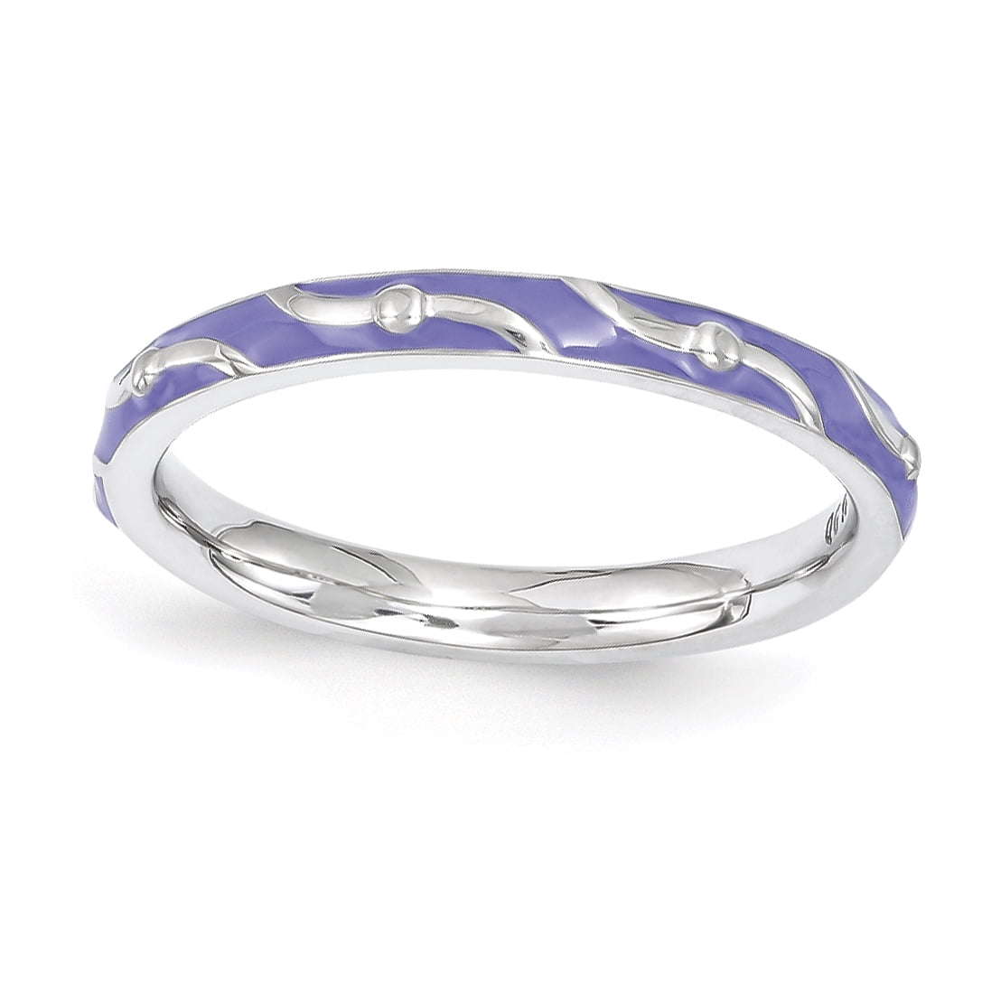 Sterling Silver Purple Enamel Ring - Walmart.com