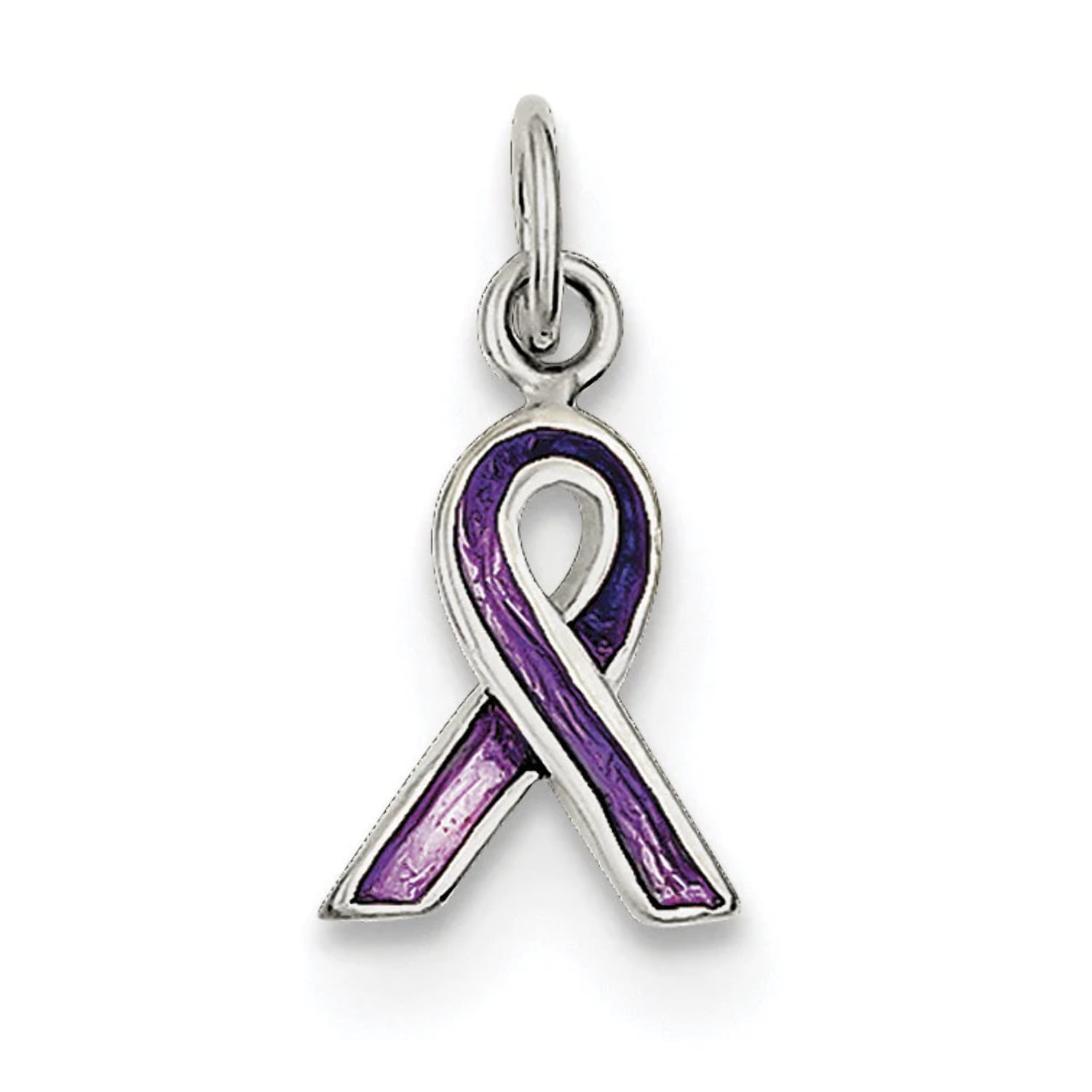 925 Sterling Silver Solid Polished Purple Enameled Awareness Charm 18x8 ...