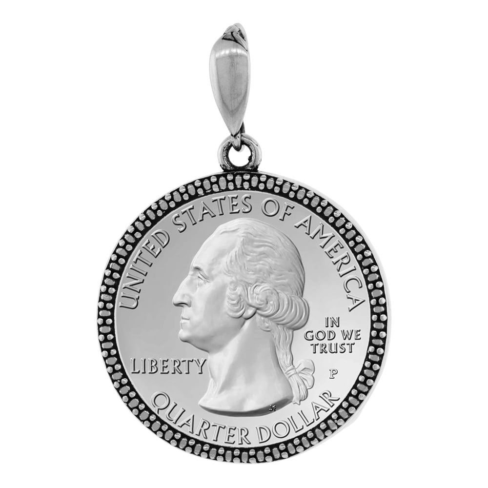 Sterling Silver Quarter Dollar Bezel 24 mm Coins Prong Back Illusion ...