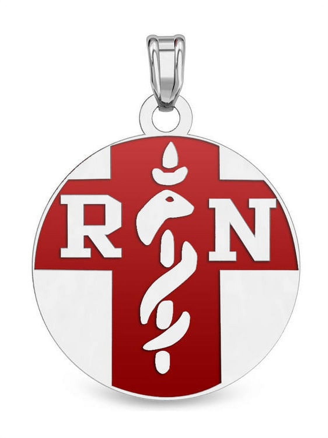 Sterling Silver RN Pendant W/ Red Enamel - 1-1/4 Inch X 1-1/4 Inch ...