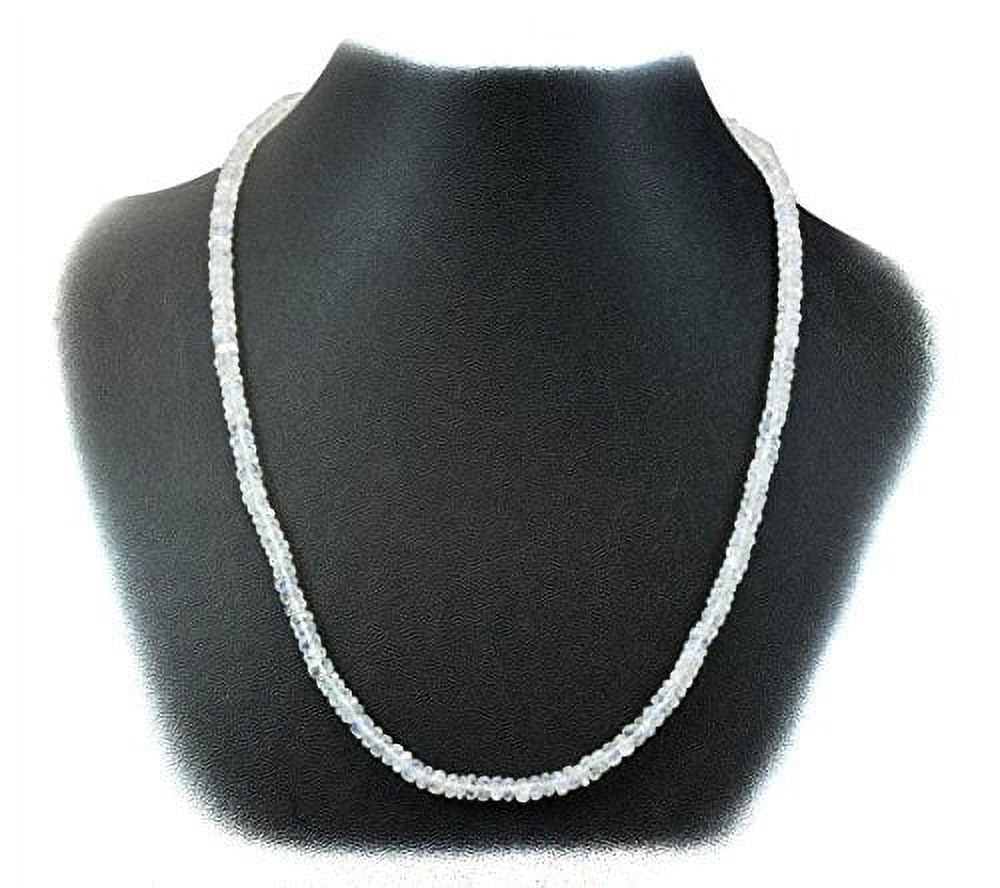 Sterling Silver Rainbow Blue Moonstone Necklace Solid Strand Beaded ...