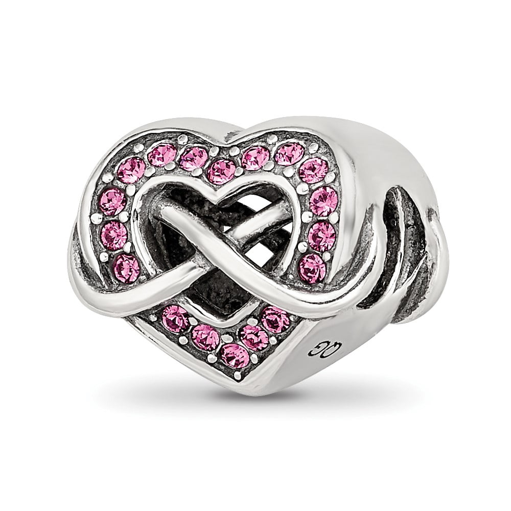 Sterling Silver Reflections Crystal Infinity Symbol in Heart Bead ...