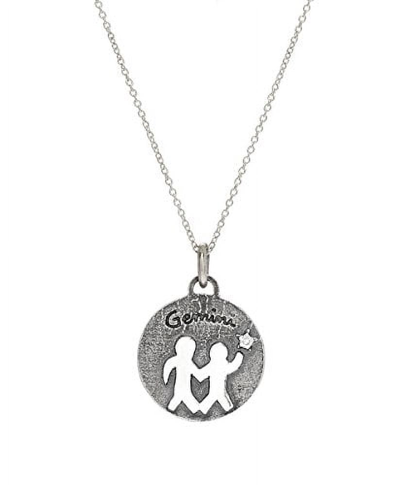Sterling Silver Reversible Gemini Zodiac Diamond Pendant Necklace, 18 ...