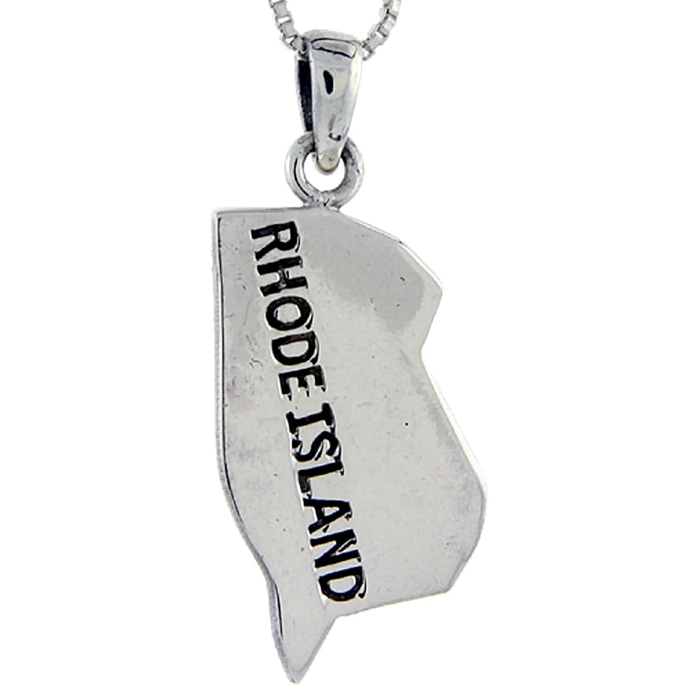 Sterling Silver Rhode Island State Map Pendant, 1 1/2 inch tall ...