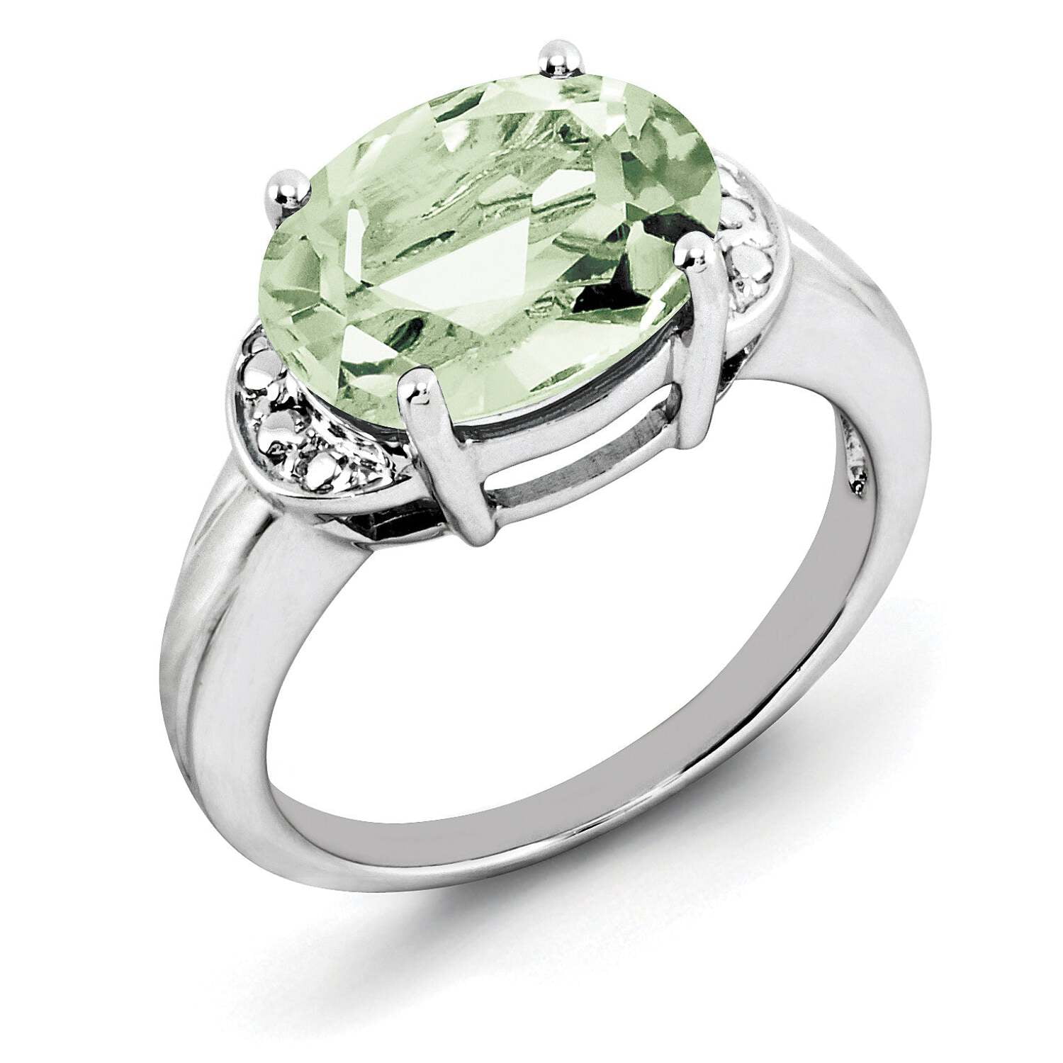 Sterling Silver Rhodium Green Quartz Ring QR2947AG - Walmart.com