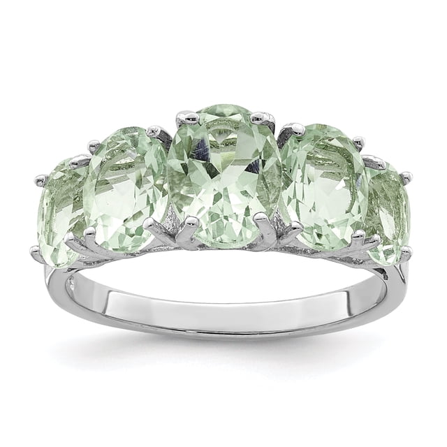 Sterling Silver Rhodium Green Quartz Ring - Walmart Business Supplies