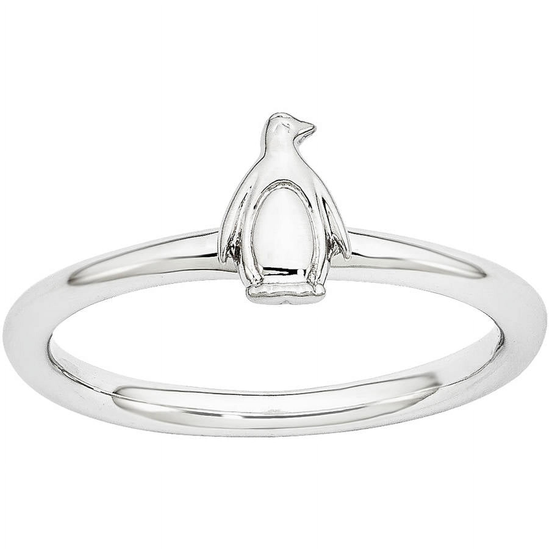 Sterling Silver Rhodium Penguin Ring - Walmart.com