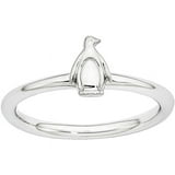 Sterling Silver Rhodium Penguin Ring - Walmart.com