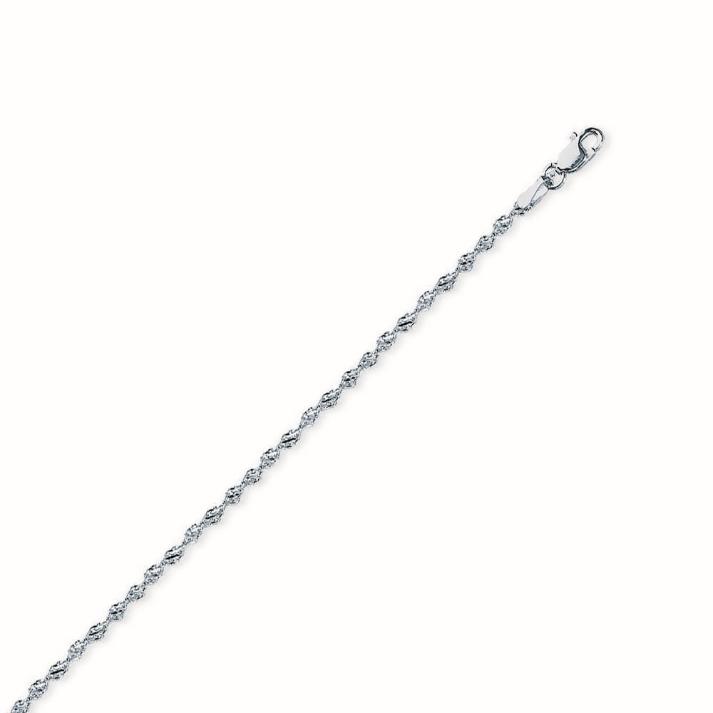 Sterling Silver Rhodium Plated 2.1mm Dorica Chain Necklace Lobster Claw ...