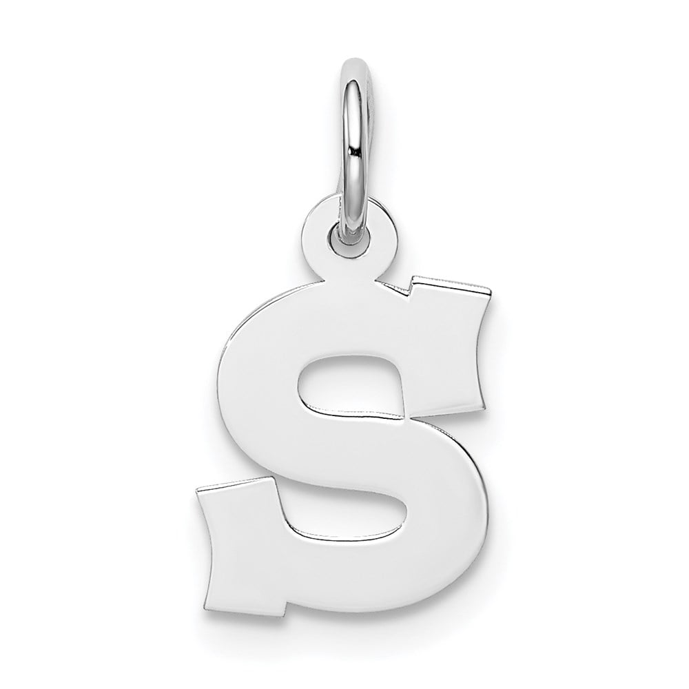 Sterling Silver Rhodium-Plated Block Letter S Initial Charm - Walmart.com