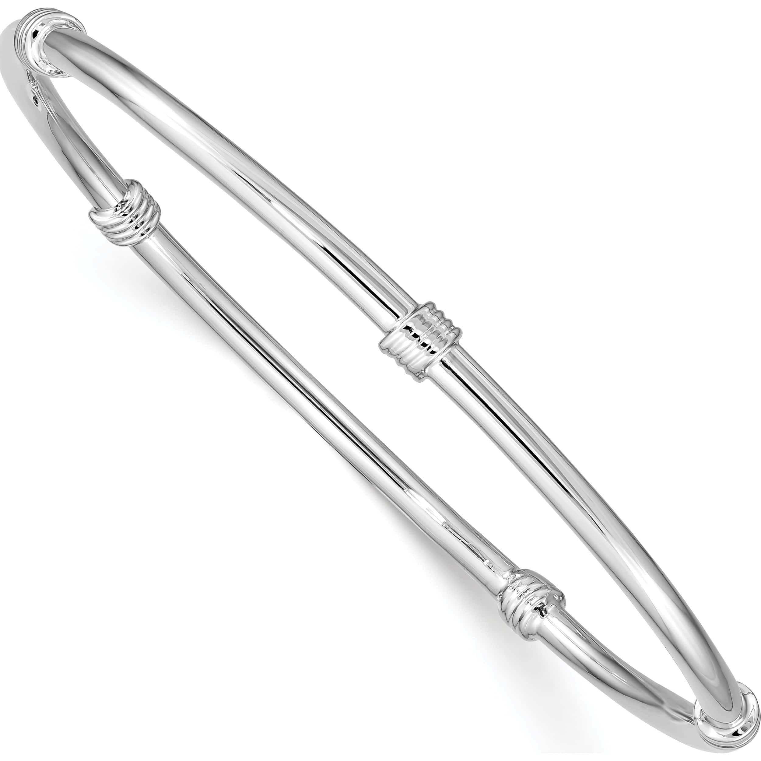 Sterling Silver Rhodium-Plated Slip-On Bangle Made In Thailand qb1061 ...